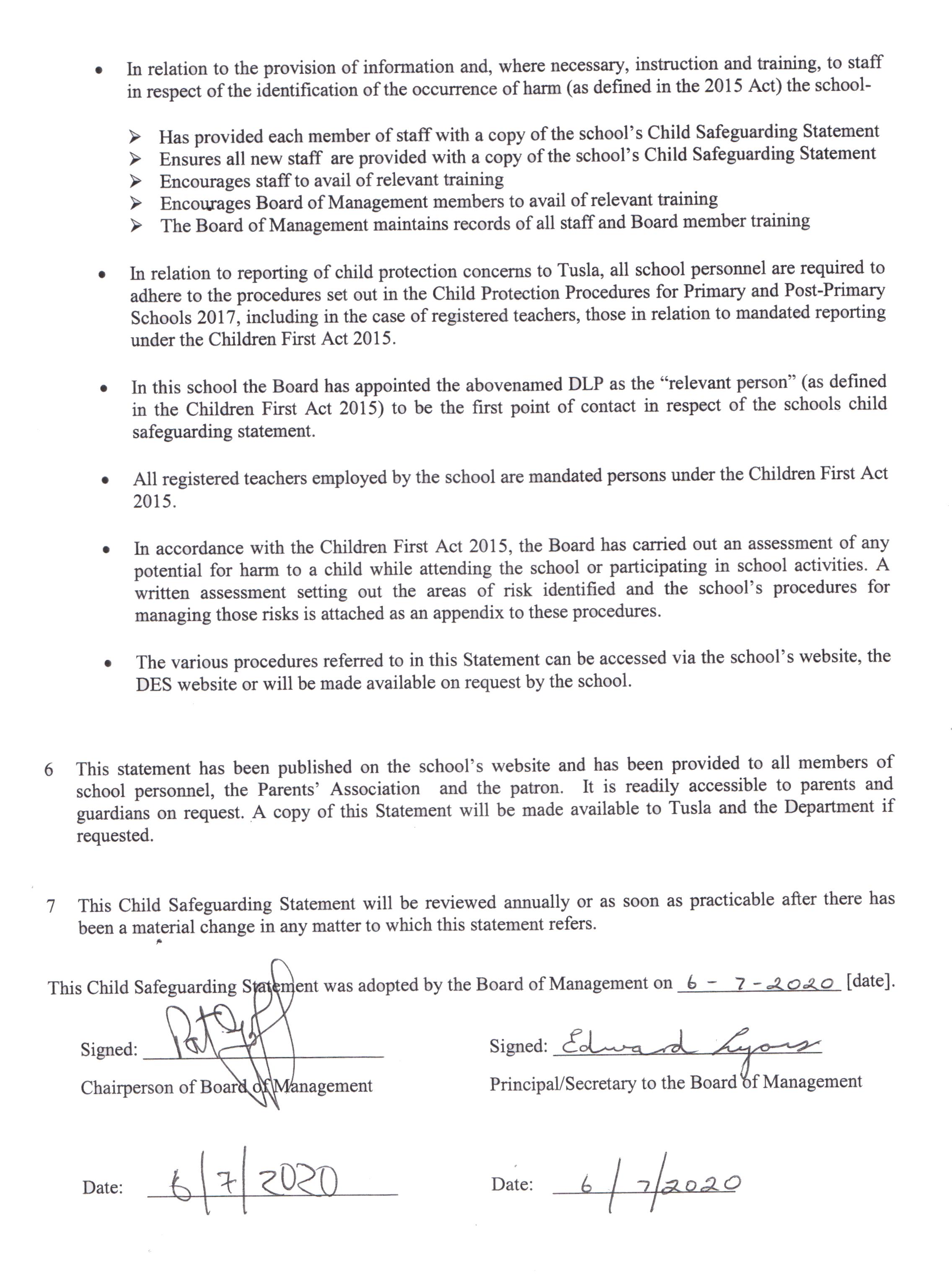 Child Safeguarding Statement - Castlebridge NS Child Safeguarding Statement - Castlebridge NS